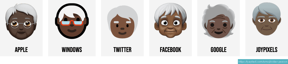 🧓 Older person emojis 🧓🏻🧓🏼🧓🏽🧓🏾🧓🏿