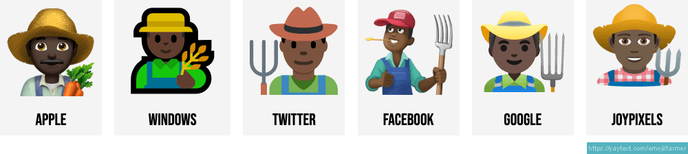 🧑‍🌾 Farmer emojis 🧑🏻‍🌾🧑🏼‍🌾🧑🏽‍🌾🧑🏾‍🌾🧑🏿‍🌾👨‍🌾👩‍🌾