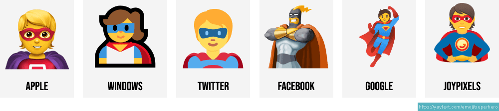 🦸 Superhero emojis 🦸🏻🦸🏼🦸🏽🦸🏾🦸🏿🦸‍♂️🦸‍♀️