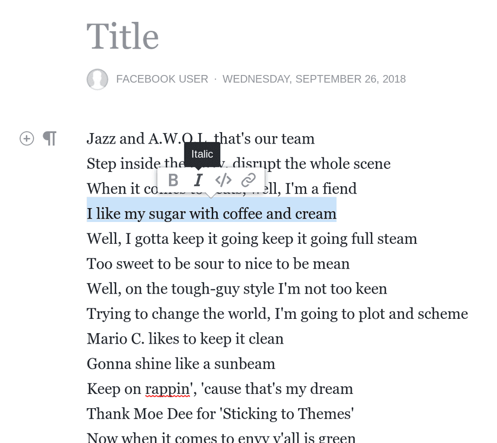 How do I use italics on Facebook?