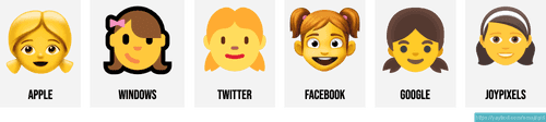 👧 Girl face emojis 👧🏻👧🏼👧🏽👧🏾👧🏿
