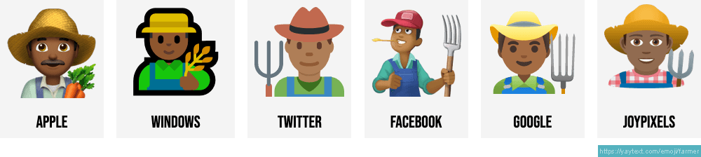 🧑‍🌾 Farmer emojis 🧑🏻‍🌾🧑🏼‍🌾🧑🏽‍🌾🧑🏾‍🌾🧑🏿‍🌾👨‍🌾👩‍🌾