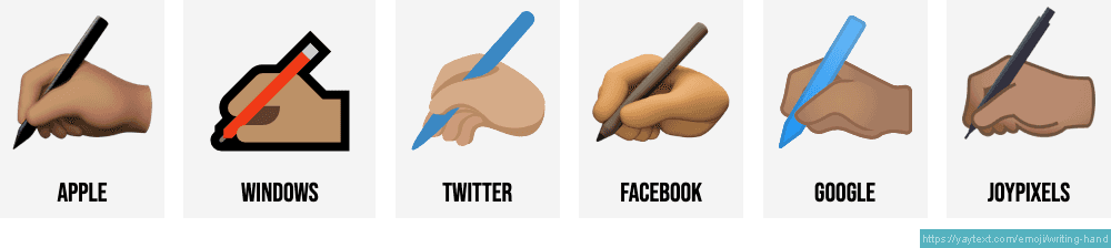 ️ Writing hand emojis 🏻 🏼 🏽 🏾 🏿