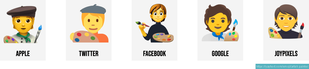 🧑‍🎨 Artist / painter emojis 🧑🏻‍🎨🧑🏼‍🎨🧑🏽‍🎨🧑🏾‍🎨🧑🏿‍🎨👨‍🎨👩‍🎨