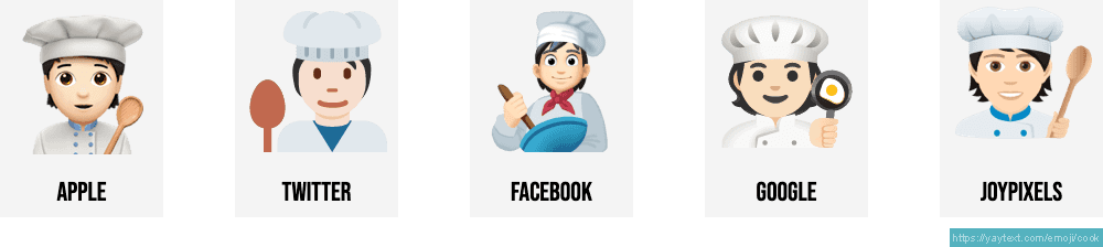 🧑‍🍳 Chef / cook emojis 🧑🏻‍🍳🧑🏼‍🍳🧑🏽‍🍳🧑🏾‍🍳🧑🏿‍🍳👨‍🍳👩‍🍳