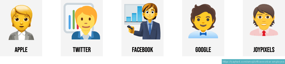 🧑‍💼 Office worker emojis 🧑🏻‍💼🧑🏼‍💼🧑🏽‍💼🧑🏾‍💼🧑🏿‍💼👨‍💼👩‍💼