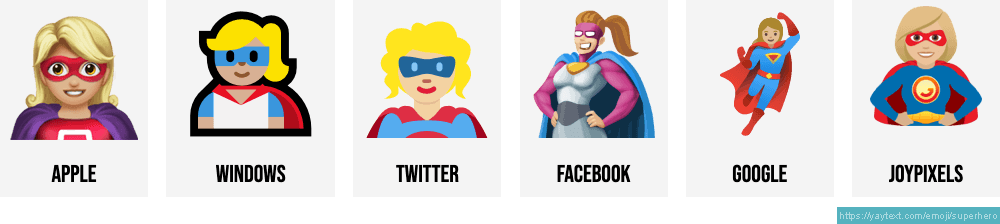 🦸 Superhero emojis 🦸🏻🦸🏼🦸🏽🦸🏾🦸🏿🦸‍♂️🦸‍♀️