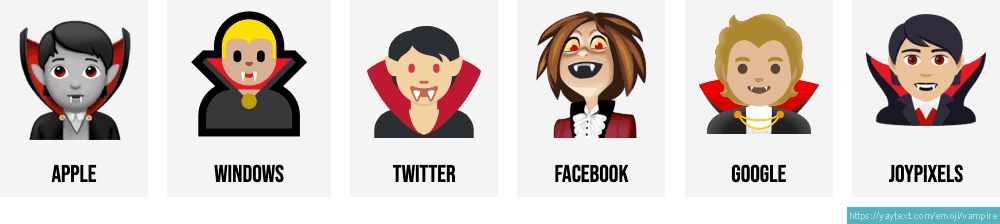 🧛 Vampire emojis 🧛🏻🧛🏼🧛🏽🧛🏾🧛🏿🧛‍♂️🧛‍♀️