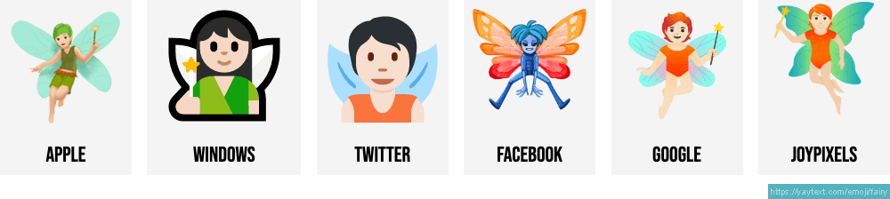🧚 Fairy emojis 🧚🏻🧚🏼🧚🏽🧚🏾🧚🏿🧚‍♂️🧚‍♀️