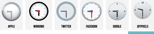 Clock time emojis 🕛🕧🕐🕜🕑🕝🕒