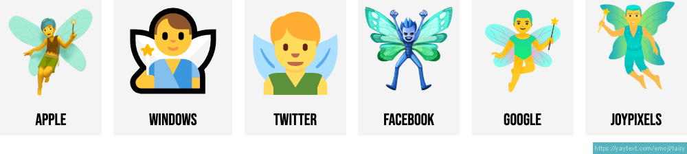 🧚 Fairy emojis 🧚🏻🧚🏼🧚🏽🧚🏾🧚🏿🧚‍♂️🧚‍♀️