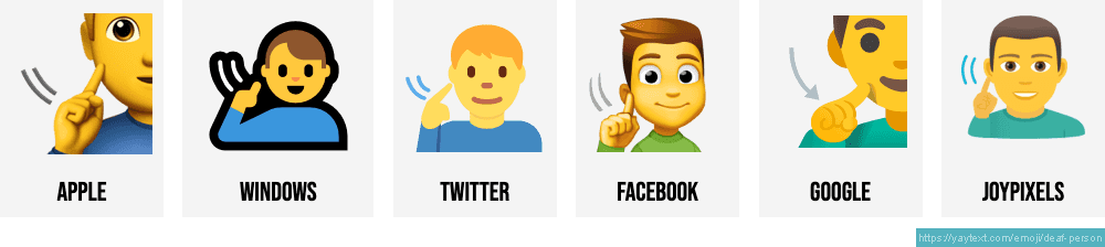 🧏 Deaf person emojis 🧏🏻🧏🏼🧏🏽🧏🏾🧏🏿🧏‍♂️🧏‍♀️