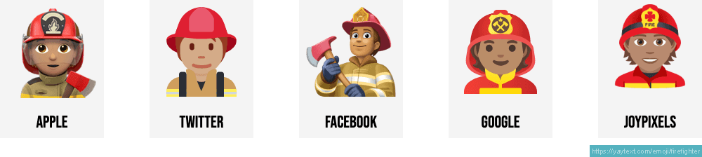 🧑‍🚒 Firefighter emojis 🧑🏻‍🚒🧑🏼‍🚒🧑🏽‍🚒🧑🏾‍🚒🧑🏿‍🚒👨‍🚒👩‍🚒