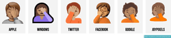 🤦 Facepalming emojis 🤦🏻🤦🏼🤦🏽🤦🏾🤦🏿🤦‍♂️🤦‍♀️