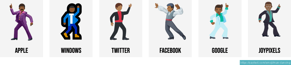 🕺 Man dancing emojis 🕺🏻🕺🏼🕺🏽🕺🏾🕺🏿