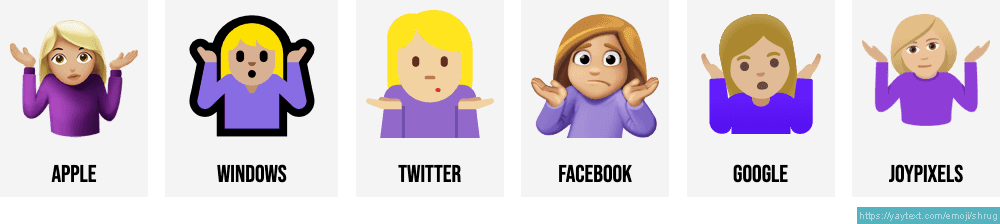 🤷 Shrugging person emojis 🤷🏻🤷🏼🤷🏽🤷🏾🤷🏿🤷‍♂️🤷‍♀️