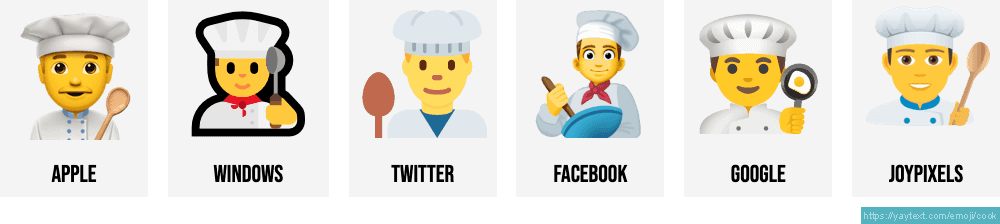 🧑‍🍳 Chef / cook emojis 🧑🏻‍🍳🧑🏼‍🍳🧑🏽‍🍳🧑🏾‍🍳🧑🏿‍🍳👨‍🍳👩‍🍳