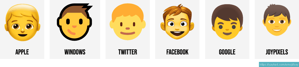 👦 Boy face emojis 👦🏻👦🏼👦🏽👦🏾👦🏿