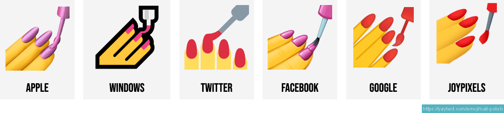 💅 Nail polish emojis 💅🏻💅🏼💅🏽💅🏾💅🏿