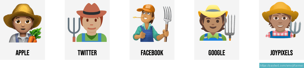 🧑‍🌾 Farmer emojis 🧑🏻‍🌾🧑🏼‍🌾🧑🏽‍🌾🧑🏾‍🌾🧑🏿‍🌾👨‍🌾👩‍🌾