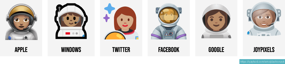 🧑‍🚀 Astronaut emojis 🧑🏻‍🚀🧑🏼‍🚀🧑🏽‍🚀🧑🏾‍🚀🧑🏿‍🚀👨‍🚀👩‍🚀