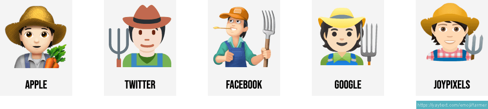 🧑‍🌾 Farmer emojis 🧑🏻‍🌾🧑🏼‍🌾🧑🏽‍🌾🧑🏾‍🌾🧑🏿‍🌾👨‍🌾👩‍🌾