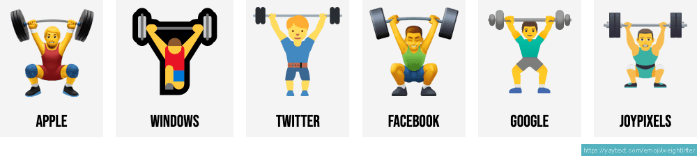 🏋️ Weightlifter emojis 🏋🏻🏋🏼🏋🏽🏋🏾🏋🏿🏋️‍♂️🏋️‍♀️