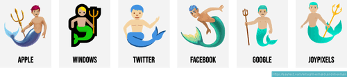 🧜 Emojis de sirena y tritón 🧜🏻🧜🏼🧜🏽🧜🏾🧜🏿🧜‍♂️🧜‍♀️