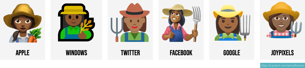 🧑‍🌾 Farmer emojis 🧑🏻‍🌾🧑🏼‍🌾🧑🏽‍🌾🧑🏾‍🌾🧑🏿‍🌾👨‍🌾👩‍🌾
