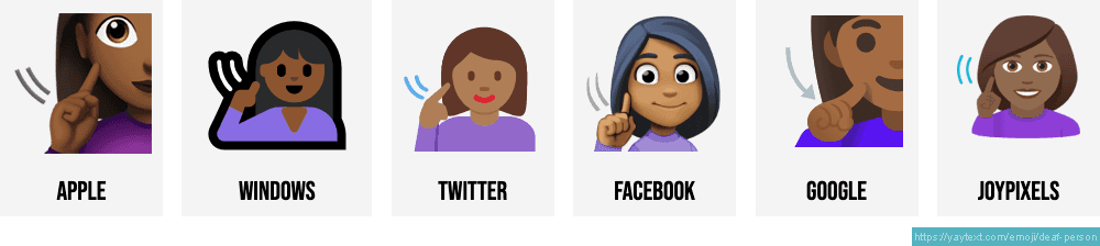 🧏 Deaf person emojis 🧏🏻🧏🏼🧏🏽🧏🏾🧏🏿🧏‍♂️🧏‍♀️