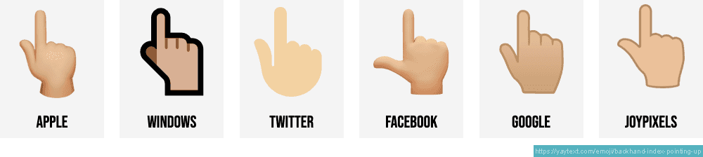 👆 Backhand index pointing up emojis 👆🏻👆🏼👆🏽👆🏾👆🏿