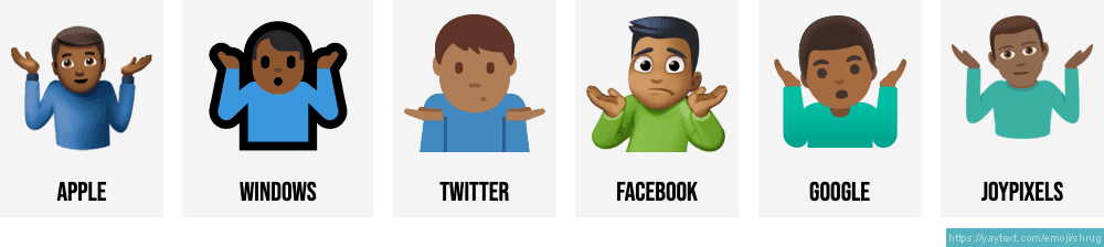🤷 Shrugging person emojis 🤷🏻🤷🏼🤷🏽🤷🏾🤷🏿🤷‍♂️🤷‍♀️