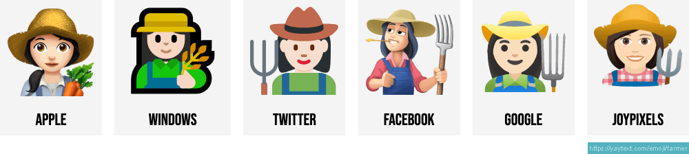 🧑‍🌾 Farmer emojis 🧑🏻‍🌾🧑🏼‍🌾🧑🏽‍🌾🧑🏾‍🌾🧑🏿‍🌾👨‍🌾👩‍🌾