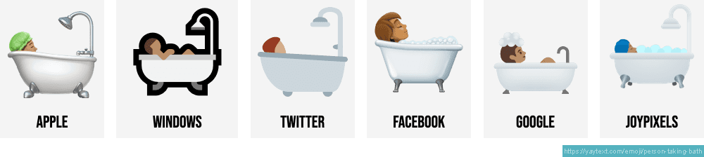 🛀 Taking bath emojis 🛀🏻🛀🏼🛀🏽🛀🏾🛀🏿
