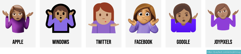 🤷 Shrugging person emojis 🤷🏻🤷🏼🤷🏽🤷🏾🤷🏿🤷‍♂️🤷‍♀️