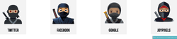 🥷 Emojis de ninjas 🥷🏻🥷🏼🥷🏽🥷🏾🥷🏿