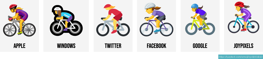 🚴 Cyclist / biker emojis 🚴🏻🚴🏼🚴🏽🚴🏾🚴🏿🚴‍♂️🚴‍♀️