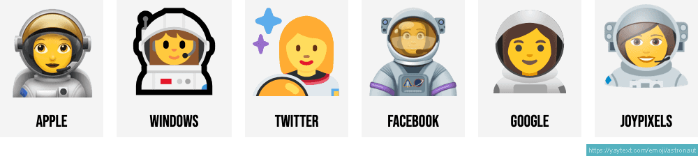 🧑‍🚀 Astronaut emojis 🧑🏻‍🚀🧑🏼‍🚀🧑🏽‍🚀🧑🏾‍🚀🧑🏿‍🚀👨‍🚀👩‍🚀