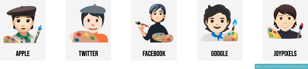 🧑‍🎨 Artist / painter emojis 🧑🏻‍🎨🧑🏼‍🎨🧑🏽‍🎨🧑🏾‍🎨🧑🏿‍🎨👨‍🎨👩‍🎨