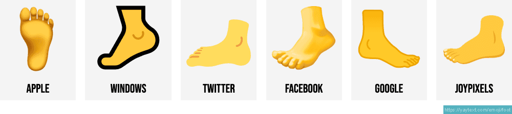 🦶 Foot emojis 🦶🏻🦶🏼🦶🏽🦶🏾🦶🏿