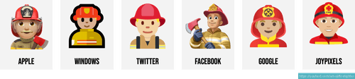 🧑‍🚒 Firefighter emojis 🧑🏻‍🚒🧑🏼‍🚒🧑🏽‍🚒🧑🏾‍🚒🧑🏿‍🚒👨‍🚒👩‍🚒