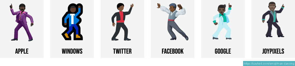 🕺 Man dancing emojis 🕺🏻🕺🏼🕺🏽🕺🏾🕺🏿