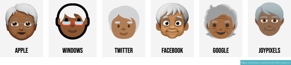 🧓 Older person emojis 🧓🏻🧓🏼🧓🏽🧓🏾🧓🏿
