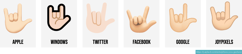 🤟 Love-you hand gesture emojis 🤟🏻🤟🏼🤟🏽🤟🏾🤟🏿