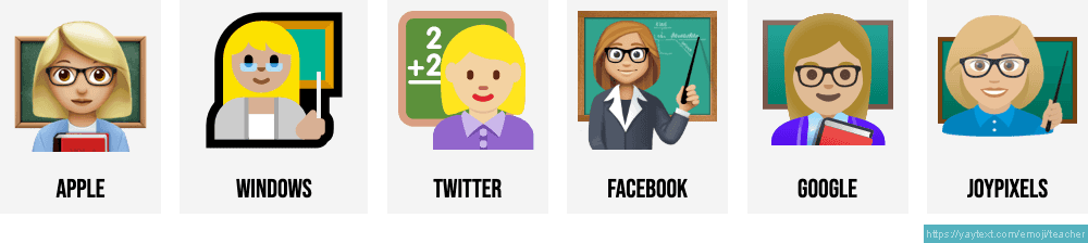 🧑‍🏫 Teacher emojis 🧑🏻‍🏫🧑🏼‍🏫🧑🏽‍🏫🧑🏾‍🏫🧑🏿‍🏫👨‍🏫👩‍🏫