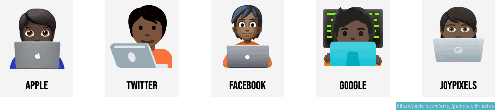 🧑‍💻 Technologist w/ laptop emojis 🧑🏻‍💻🧑🏼‍💻🧑🏽‍💻🧑🏾‍💻🧑🏿‍💻👨‍💻👩‍💻
