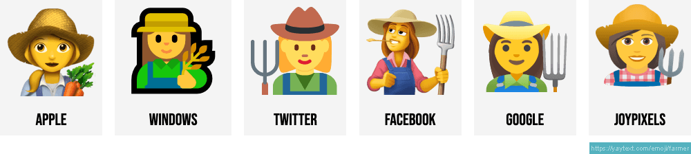 🧑‍🌾 Farmer emojis 🧑🏻‍🌾🧑🏼‍🌾🧑🏽‍🌾🧑🏾‍🌾🧑🏿‍🌾👨‍🌾👩‍🌾