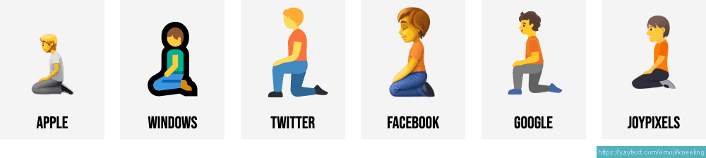 🧎 Kneeling emojis 🧎🏻🧎🏼🧎🏽🧎🏾🧎🏿🧎‍♂️🧎‍♀️