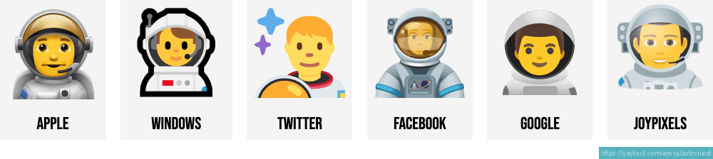 🧑‍🚀 Astronaut emojis 🧑🏻‍🚀🧑🏼‍🚀🧑🏽‍🚀🧑🏾‍🚀🧑🏿‍🚀👨‍🚀👩‍🚀