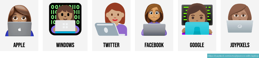 🧑‍💻 Technologist w/ laptop emojis 🧑🏻‍💻🧑🏼‍💻🧑🏽‍💻🧑🏾‍💻🧑🏿‍💻👨‍💻👩‍💻